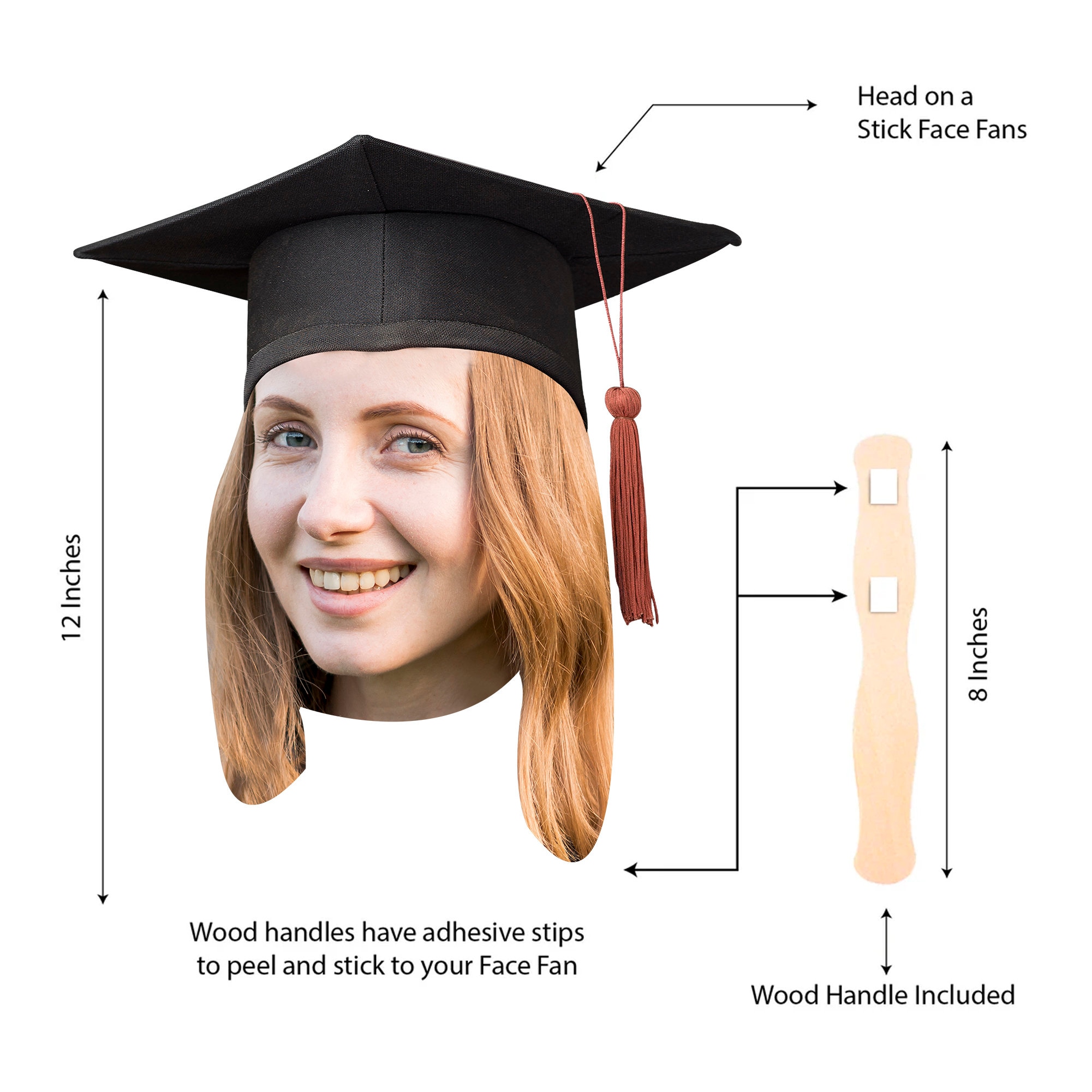 Custom Graduation Face Fans With Wooden Handle 2023 - Etsy