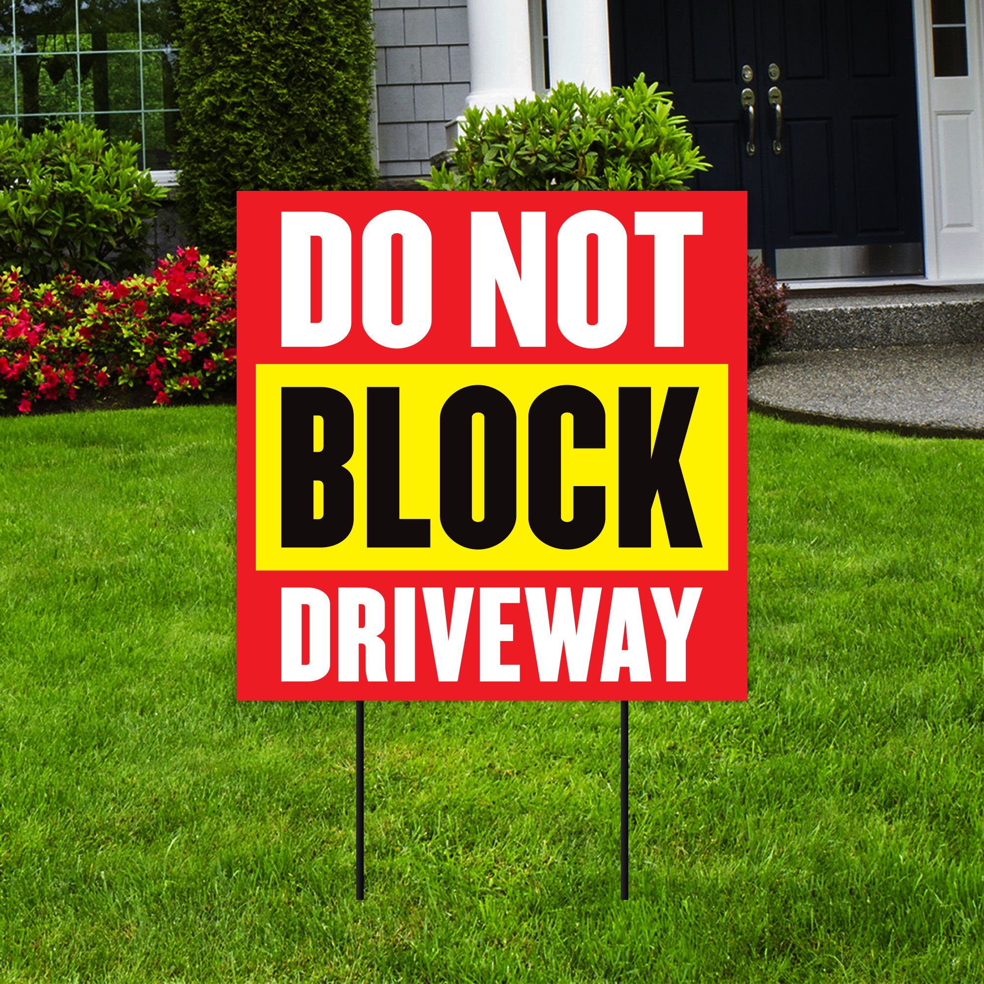 Pack of 3 Do Not Block Driveway Yard Sign - Coroplast Long Lasting Rust ...