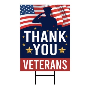 Veterans Day Yard Sign Decoration - Coroplast Happy Veterans Day Sign ...