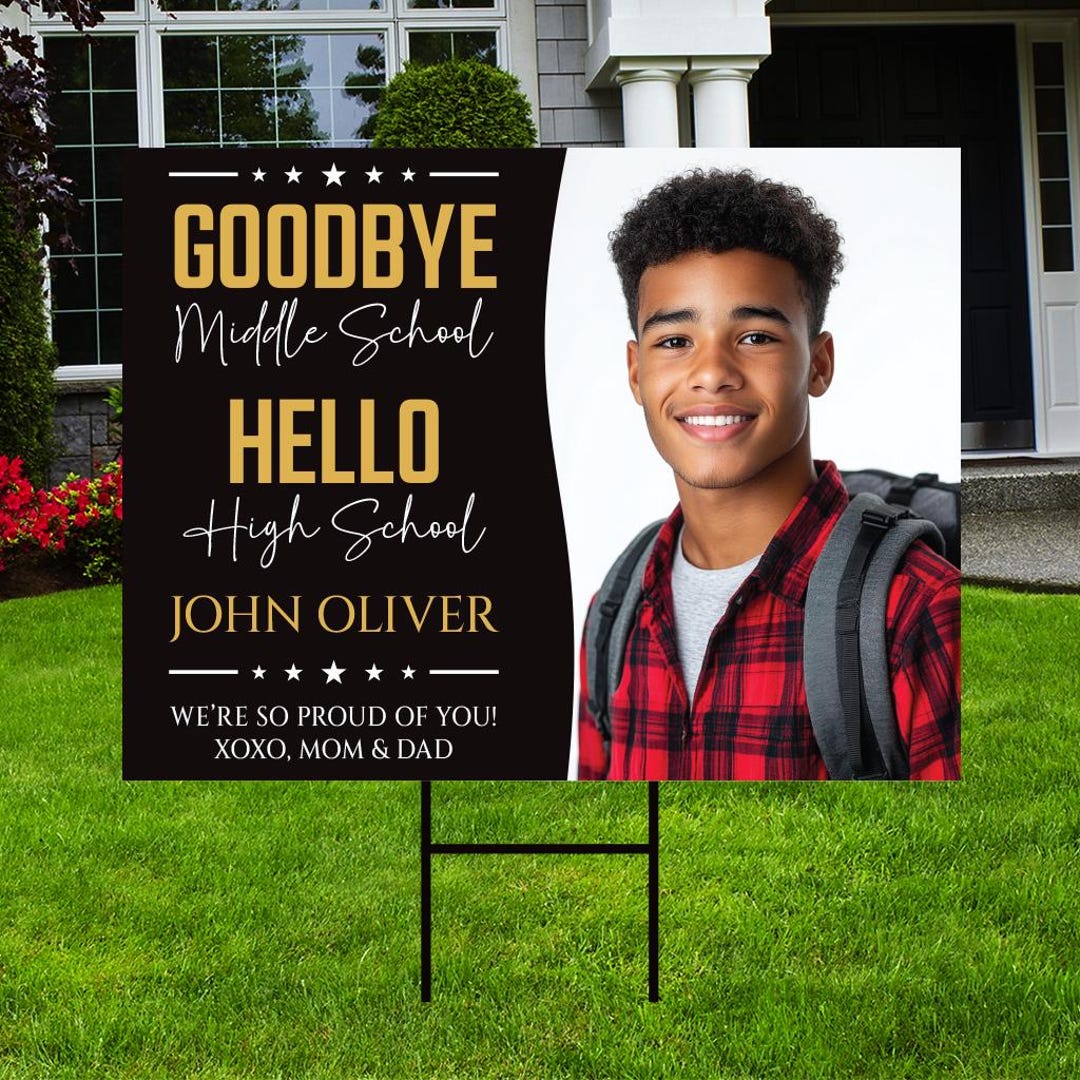 Personalized Middle School Graduation Yard Sign With Photo, Class of ...