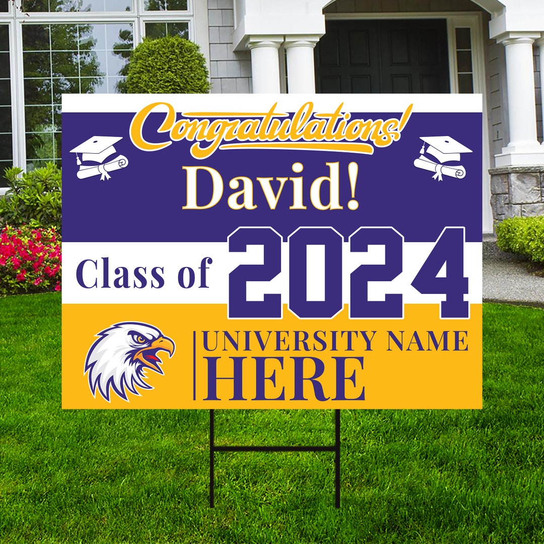 Personalized College Graduation Yard Sign 2024, College Logo Sign ...