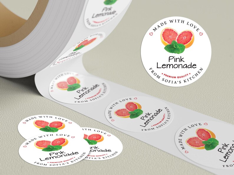 Personalized Pink Lemonade Roll Labels, Custom Pink Lemonade Product ...