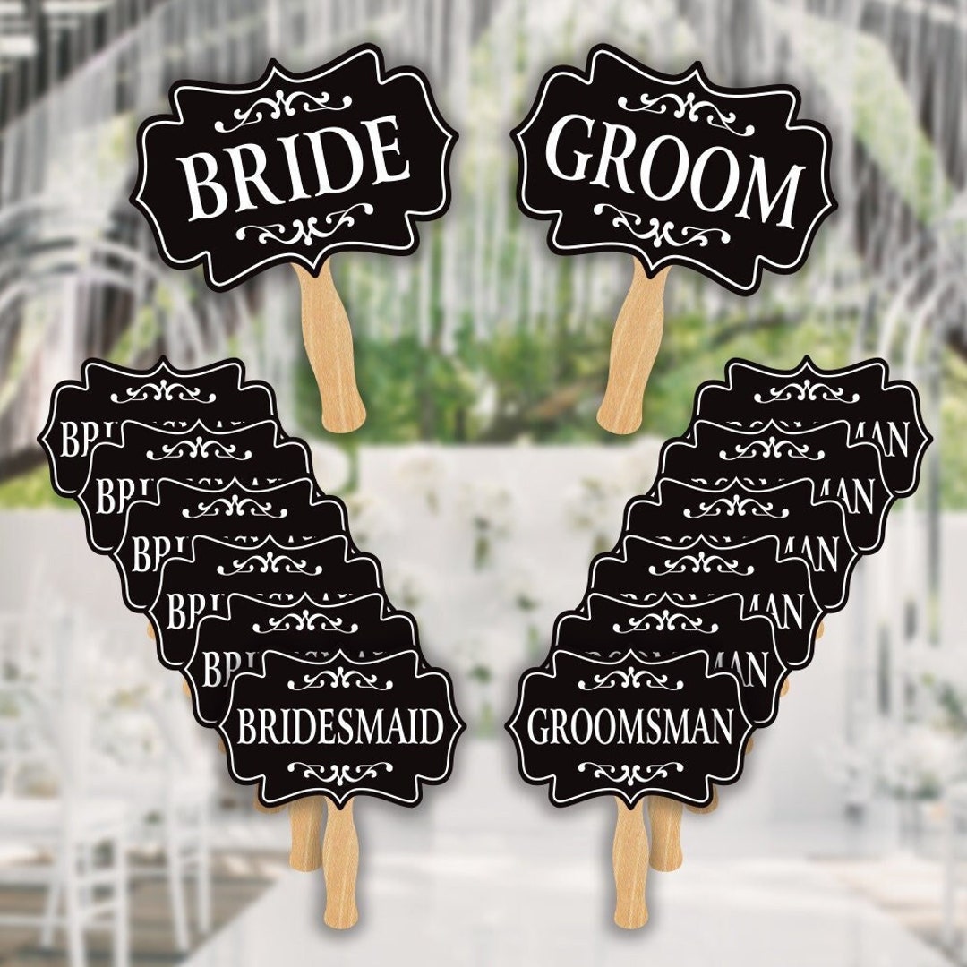 14pcs/set Wedding Props With Wooden Handle, Bride Groom Signs ...