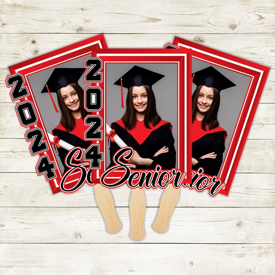 Custom Graduation 2024 Fans With Wooden Handle, Photo Fans, 2024 ...