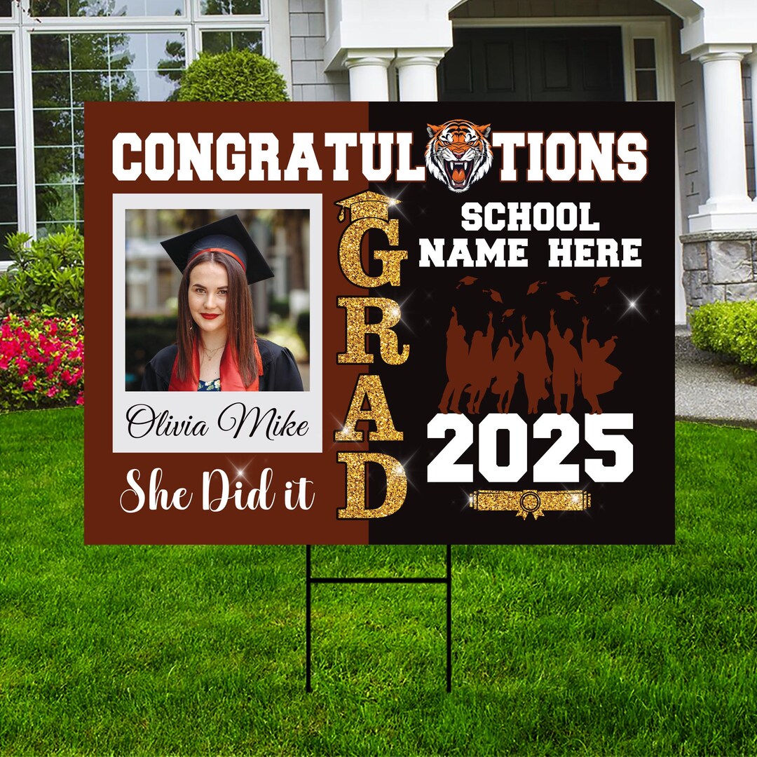 Personalized Graduation Yard Sign 2025 With Photo, Custom College Logo ...