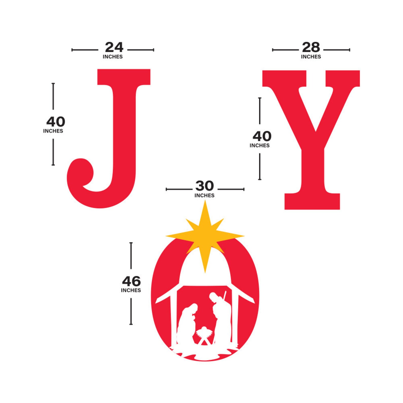 Holy Nativity - JOY Yard Sign Letters - Merry Christmas Yard Décor for ...