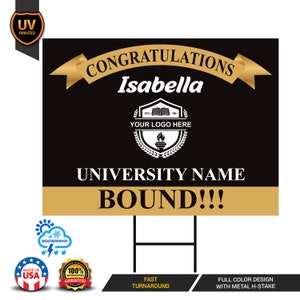 Personalized College Bound Yard Sign, College Logo Sign, Custom ...
