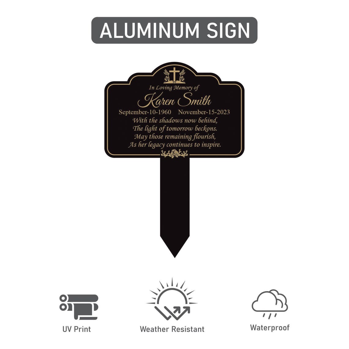 Personalized Memorial Plaque With Stake - Durable Metal Grave Marker in ...