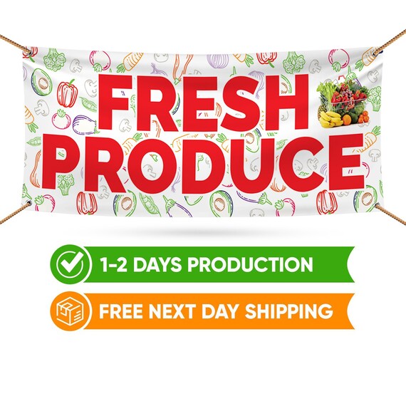 Fresh Produce Banner Sign 13 Oz Heavy Duty Waterproof Fresh - Etsy