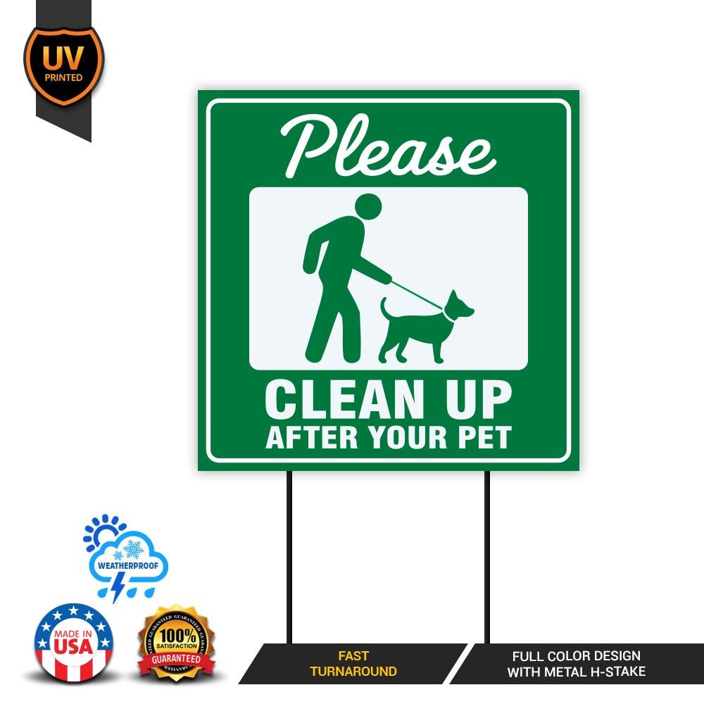 Pack of 6 Please Clean up After Your Pet Yard Sign - Coroplast Keep off ...