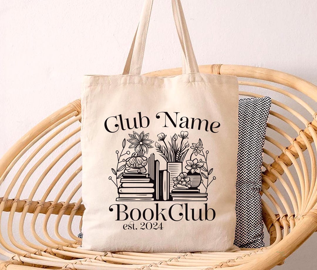 Custom Book Club Tote Bag, Personalized Reading Club Tote Bag, Book ...