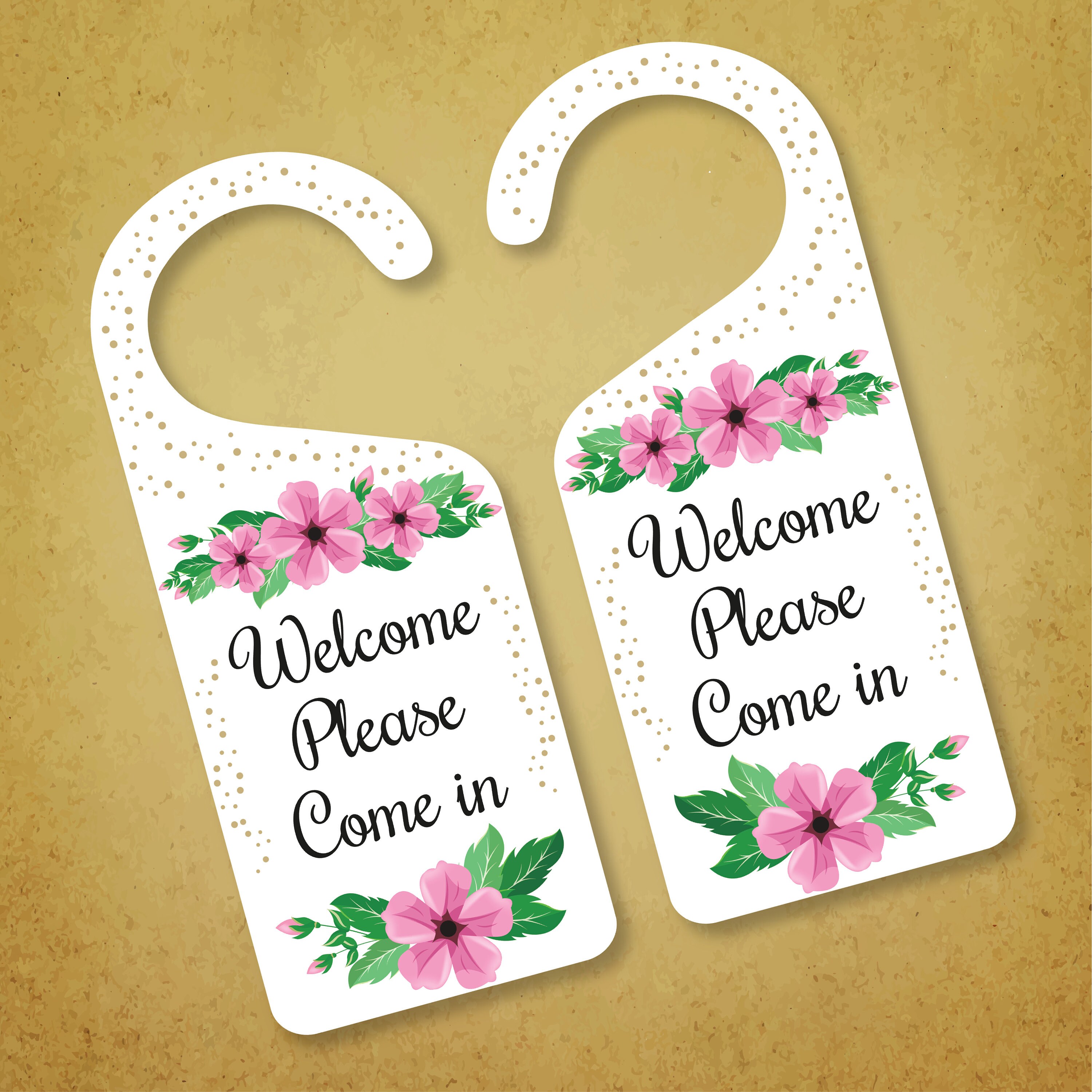 Welcome Please Come in Door Hanger, Welcome Doorknob Sign, PVC Door ...