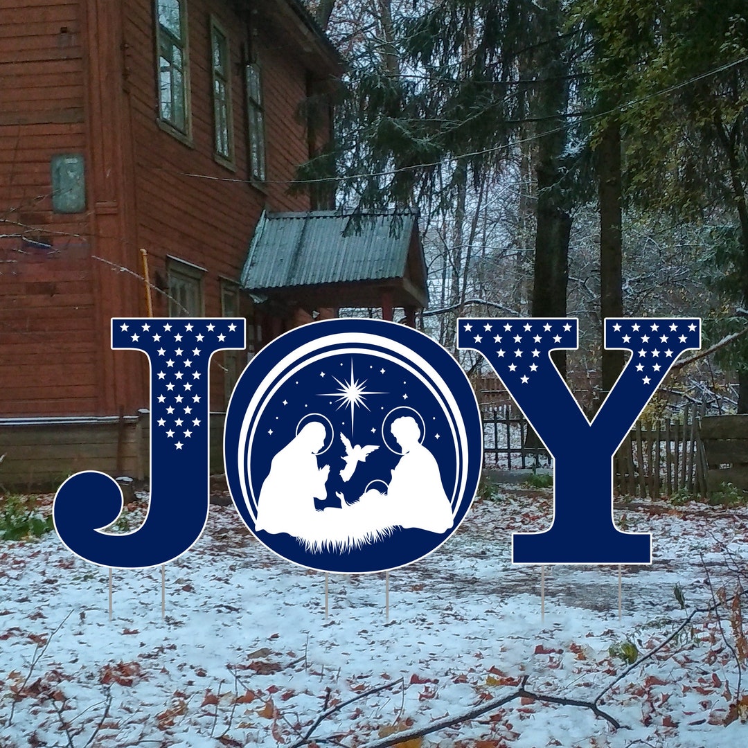 Holy Nativity - JOY Yard Sign Letters - Merry Christmas Yard Décor for ...