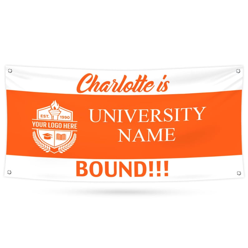 Personalized College Bound Banner Sign - 13 Oz College Logo Sign ...