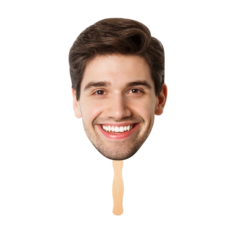 Custom Face Fans With Wooden Handle Wedding Heads Graduation | Etsy