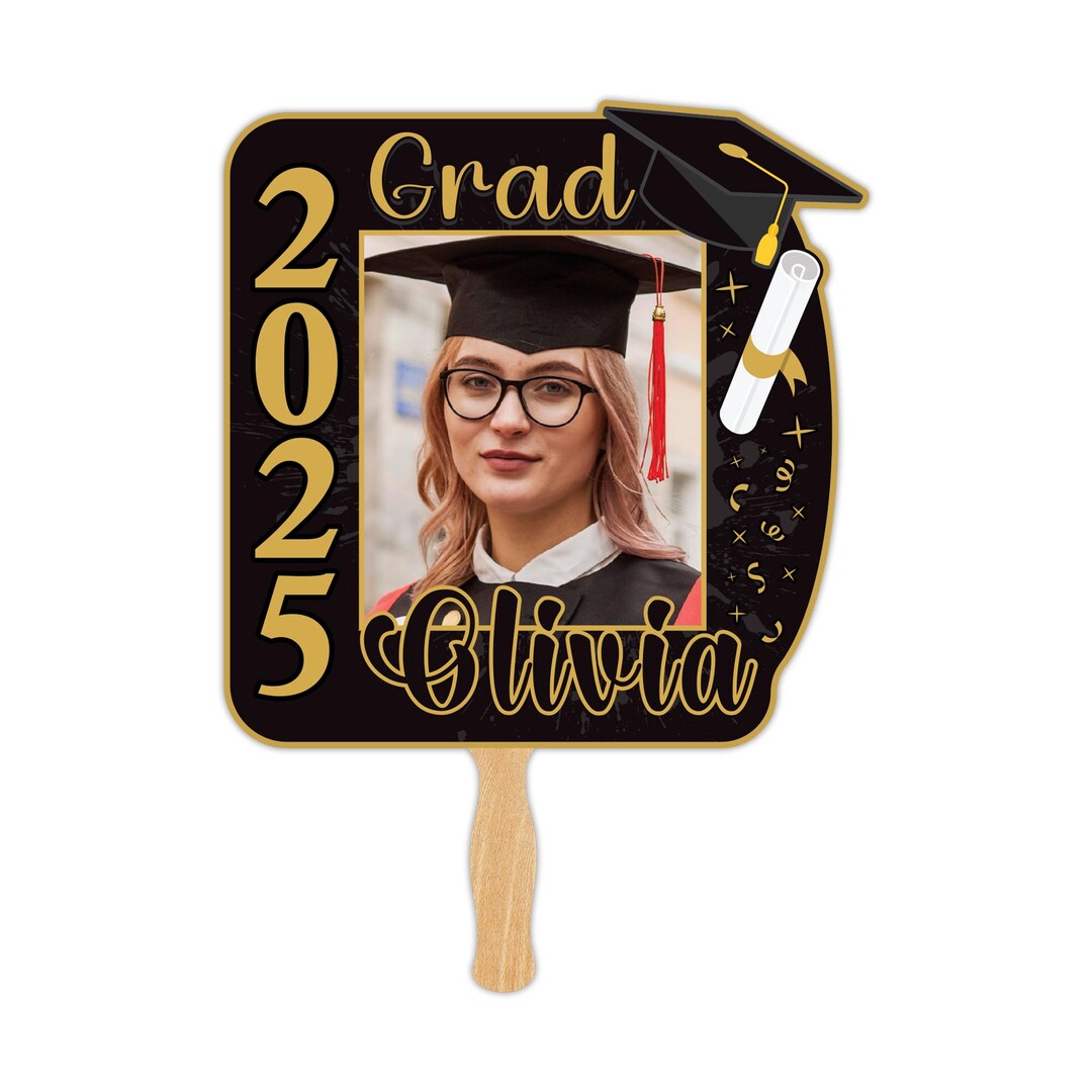 Custom Face Fans With Wooden Handle, Graduation Head, Grad Face Fans ...