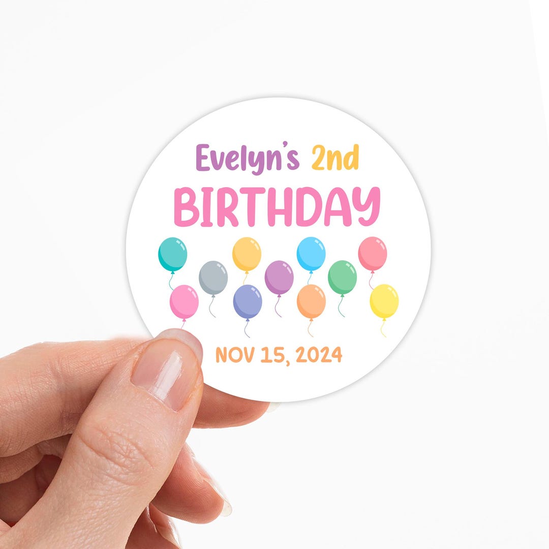 Personalized Birthday Party Favor Stickers, Custom Name Happy Birthday ...