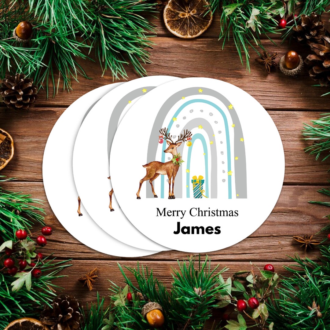 Personalized Christmas Stickers, Custom Reindeer Stickers, Christmas ...
