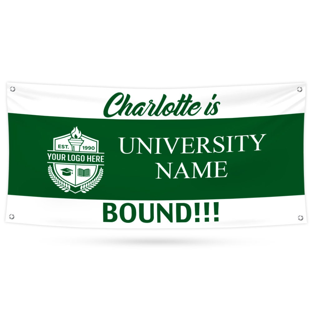 Personalized College Bound Banner Sign - 13 Oz College Logo Sign ...