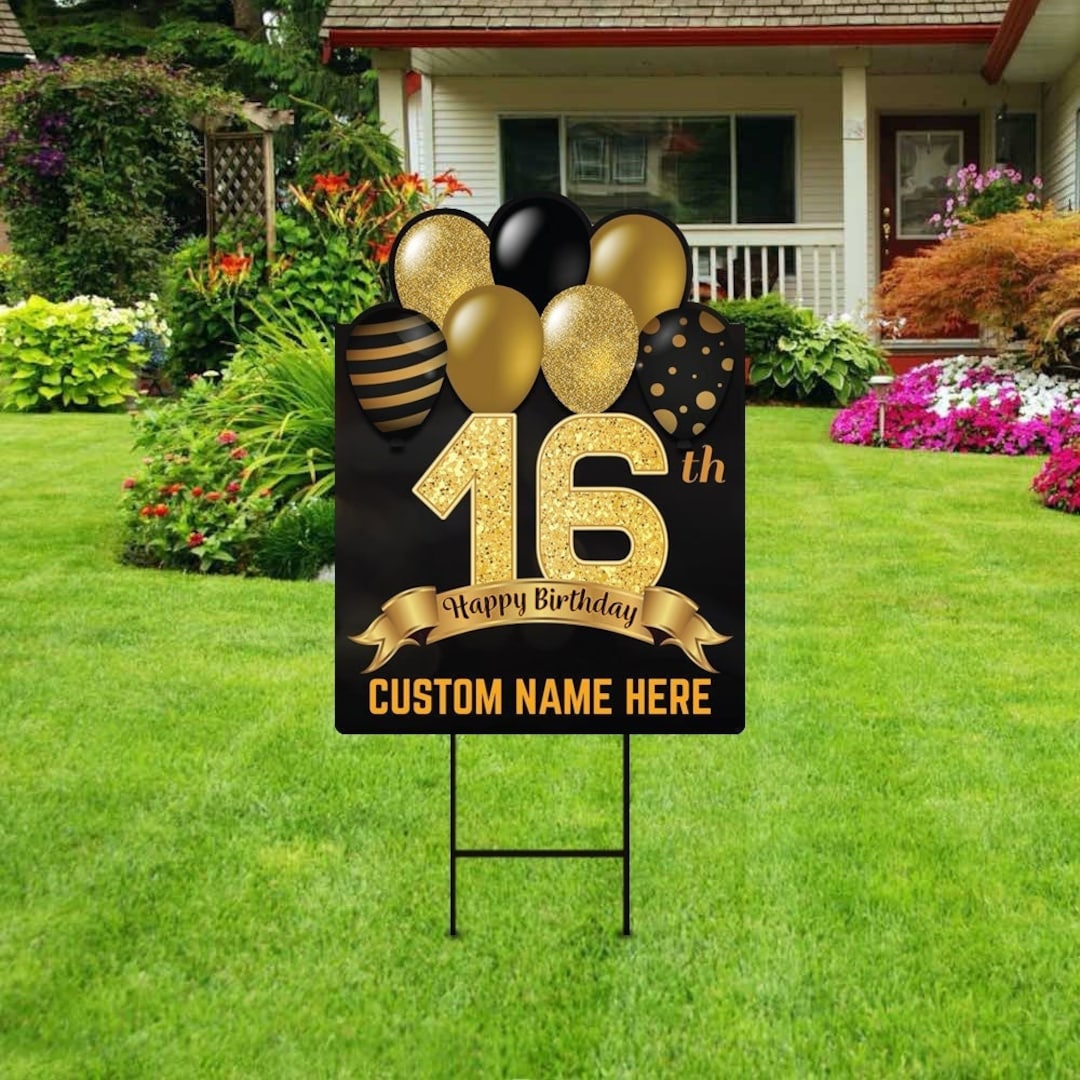 16th Birthday Yard Sign Decorations 18" X 24" - Coroplast 16 Year Old ...