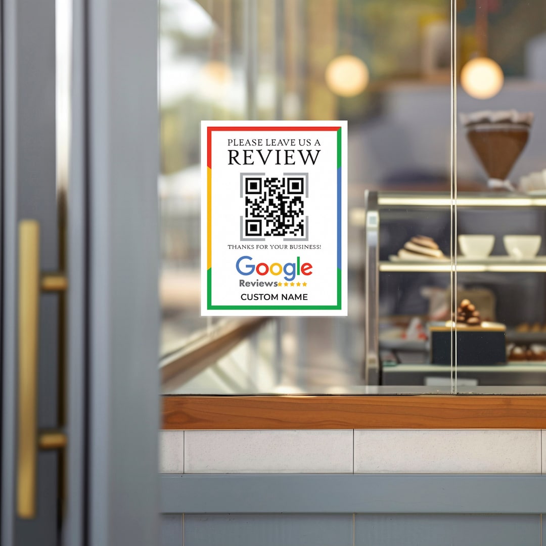 Personalized Business Leave a Review Vinyl Sticker, Custom QR Code ...