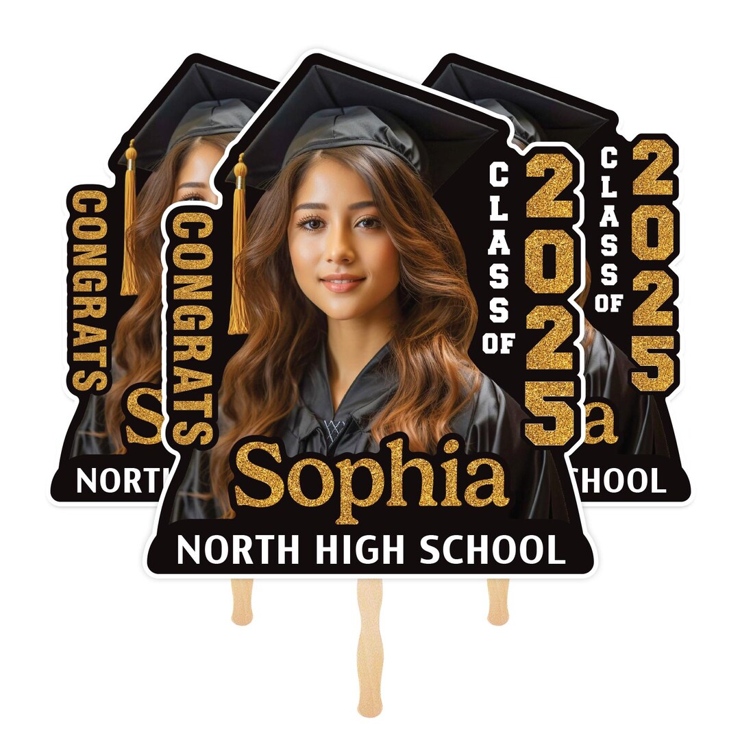 Custom Face Fans With Wooden Handle, Graduation Head, Grad Face Fans ...
