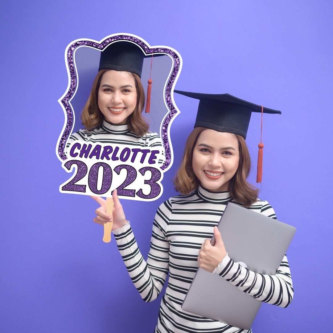 Custom Face Fans With Wooden Handle Graduation Head Grad - Etsy