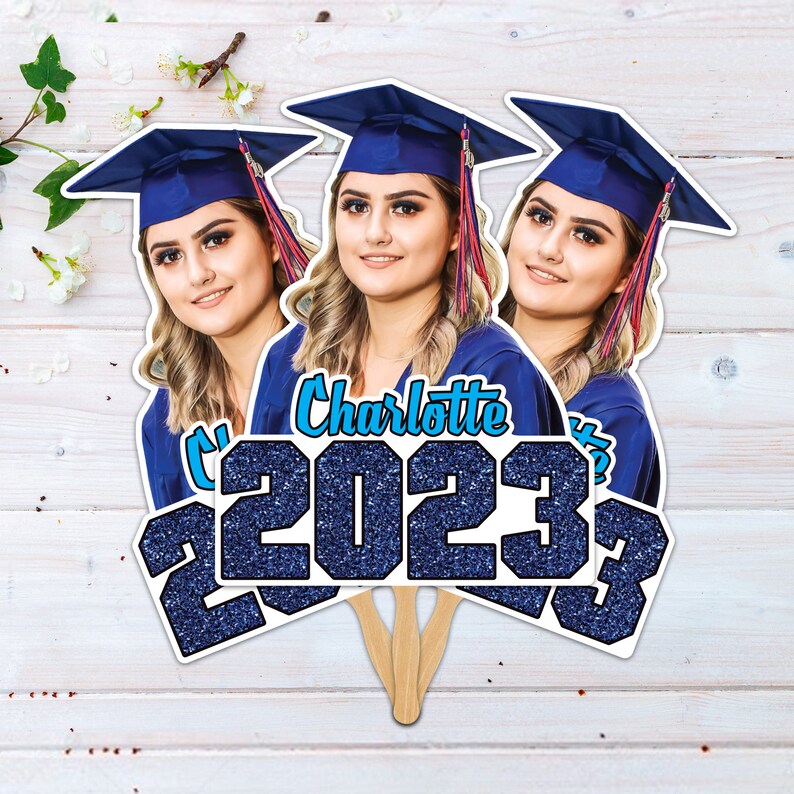 Custom Face Fans With Wooden Handle Graduation Head Grad - Etsy
