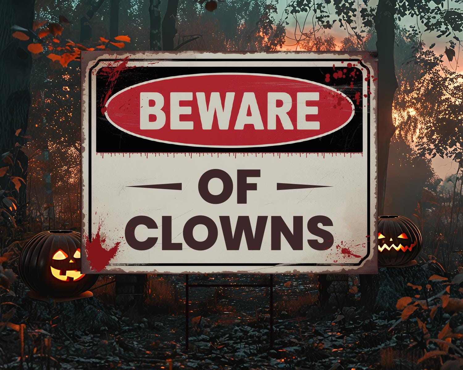 Beware of Clowns Yard Sign, Keep Out Halloween Lawn Decoration, Scary ...