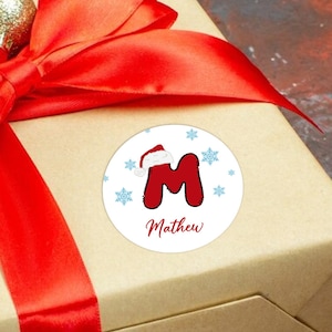 Personalized Christmas Stickers, Custom Xmas Santa Initial Stickers ...