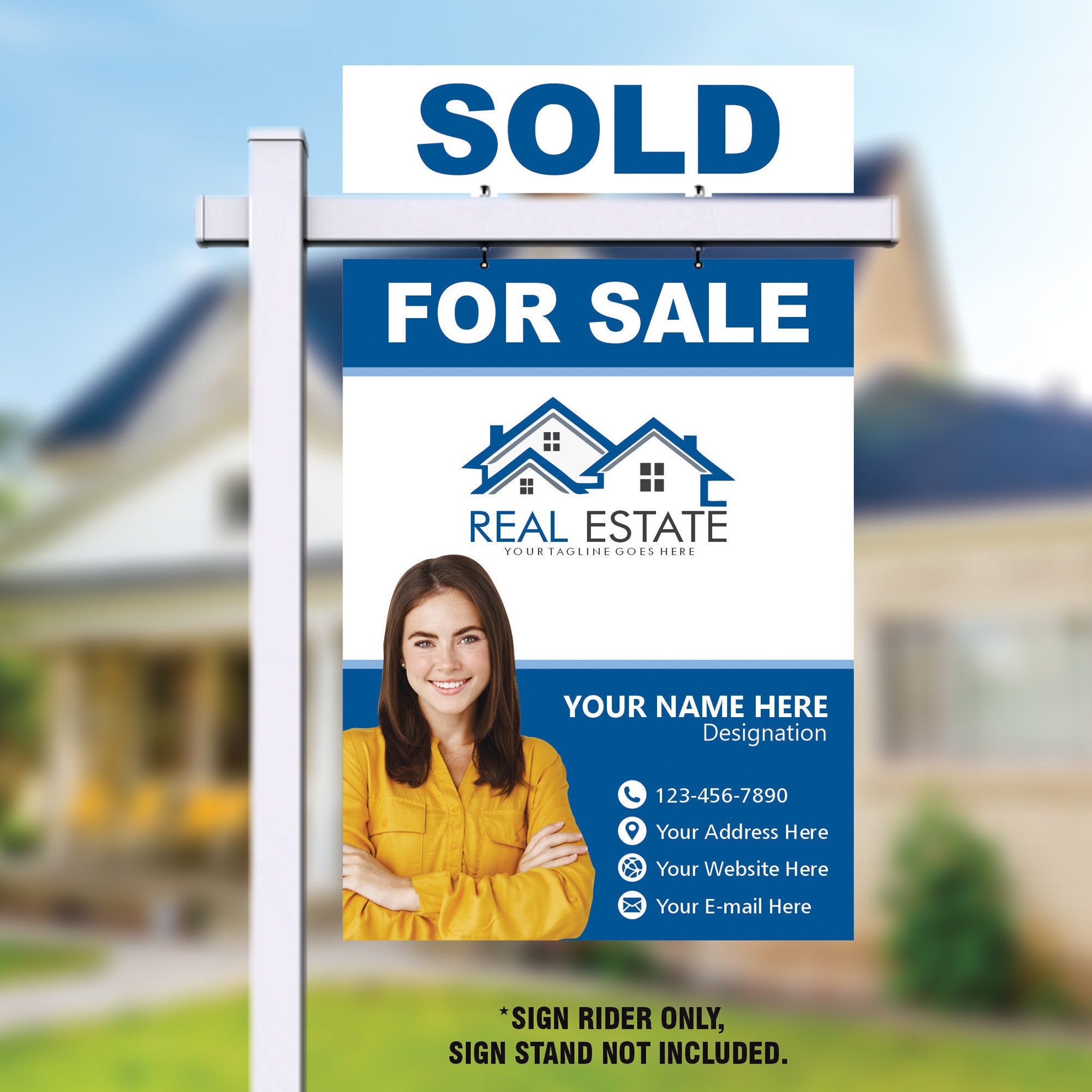 Custom Aluminum Real Estate Sign Panel & Rider - 18” X 24” Thick Sign ...