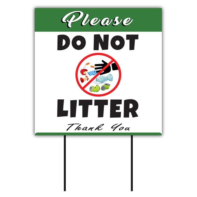 Pack of 3 Please Do Not Litter Yard Sign - Coroplast Don't Litter Signs ...