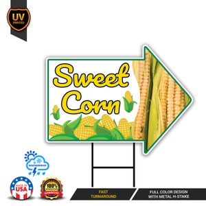 Sweet Corn Arrow Yard Signs 18" X 24", Double Sided Right and Left ...
