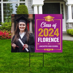 Personalized Graduation Yard Sign 2024 With Photo, 2024 Senior Grad ...