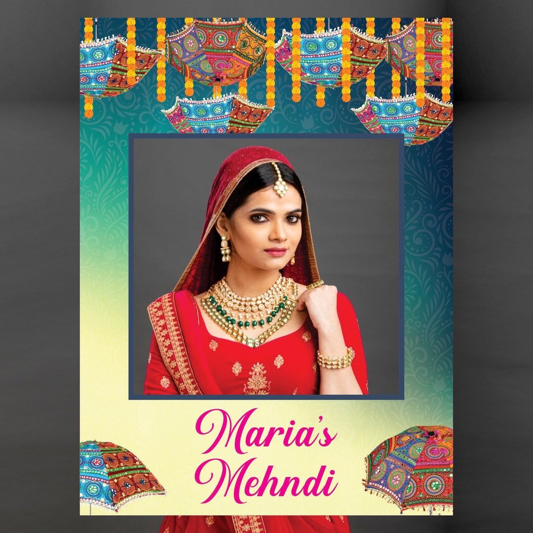 Personalized Mehndi Night Selfie Frame, Mehndi Selfie Frame, Photo ...