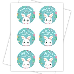 Personalized Easter Stickers, Custom Easter Bunny Stickers, Bunny Hoppy ...