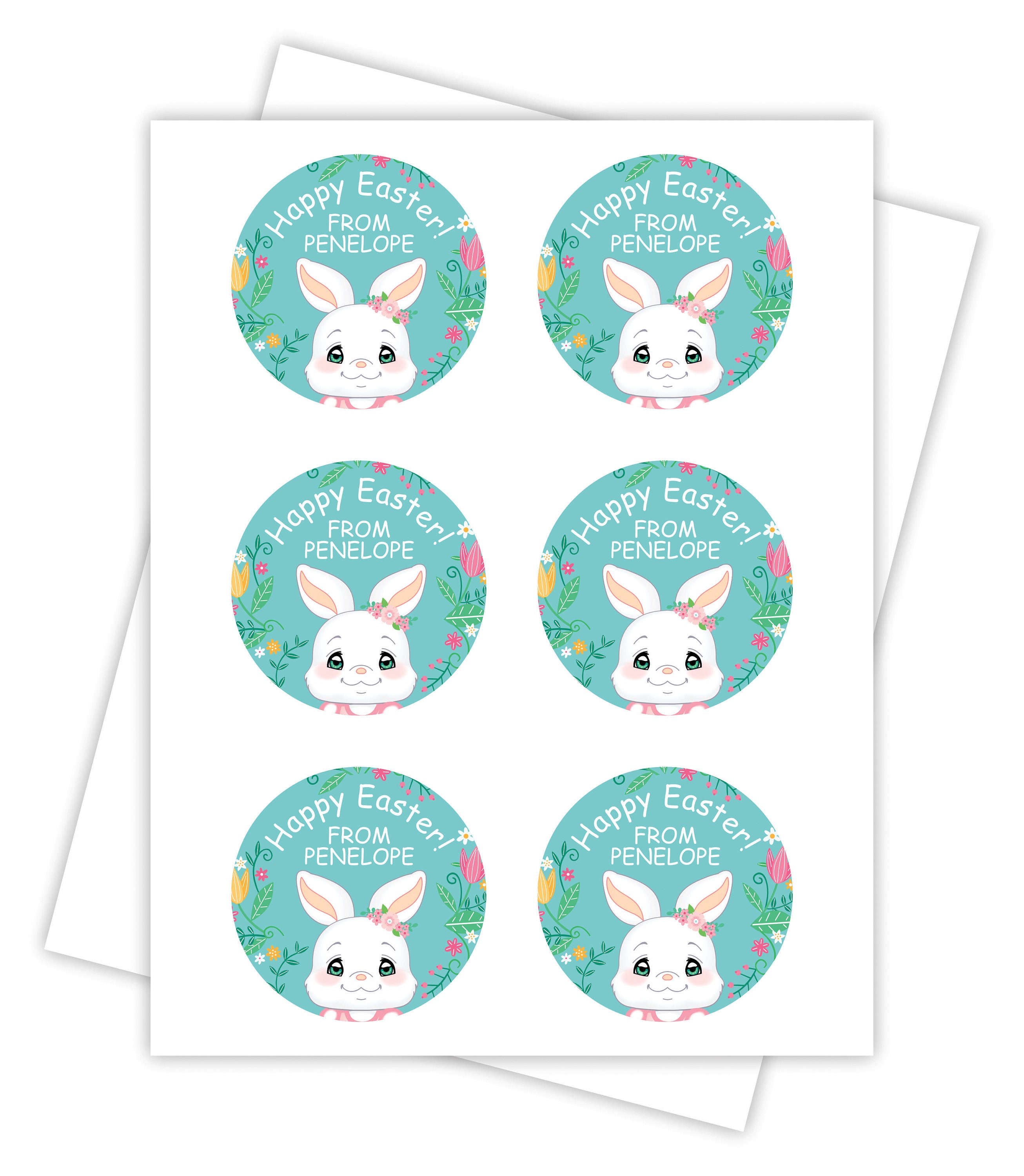 Personalized Easter Stickers, Custom Easter Bunny Stickers, Bunny Hoppy ...