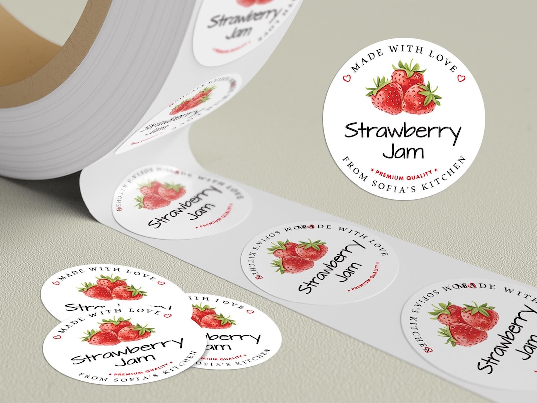 Personalized Strawberry Jam Roll Labels, Custom Strawberry Jam Product ...