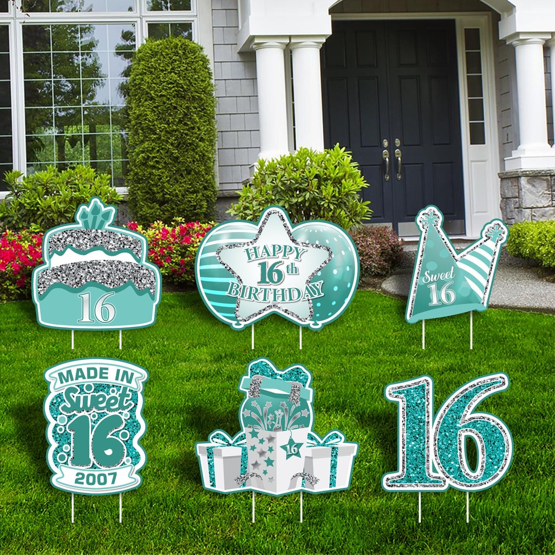 Sweet 16th Happy Birthday Yard Sign Decorations - Happy 16th Birthday ...