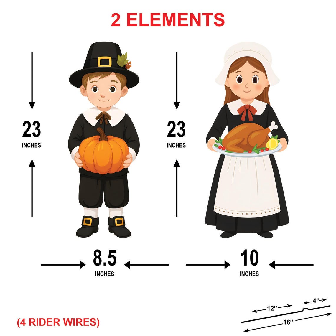 Thanksgiving Pilgrim Yard Signs, Boy and Girl With Pumpkin and Turkey ...