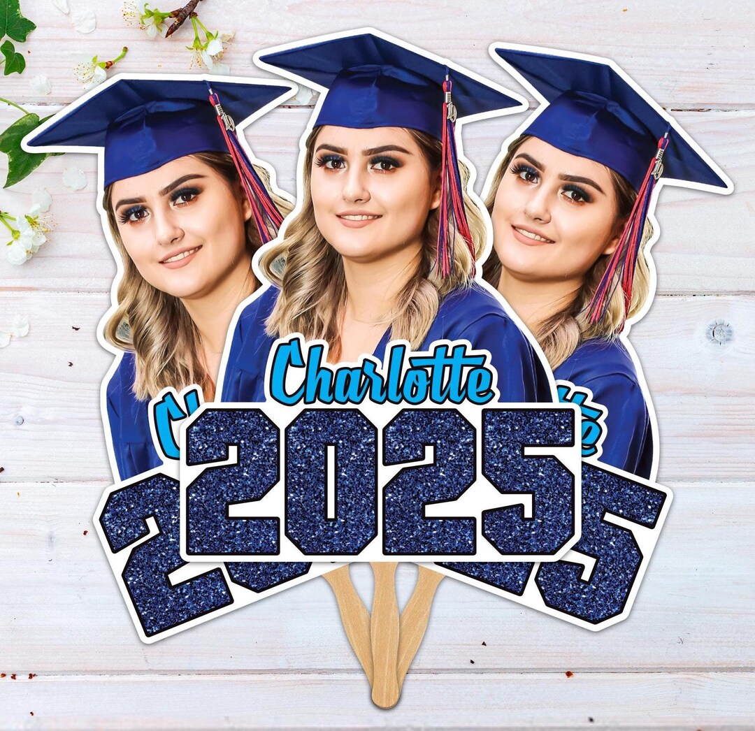 Custom Face Fans With Wooden Handle, Graduation Head, Grad Face Fans ...