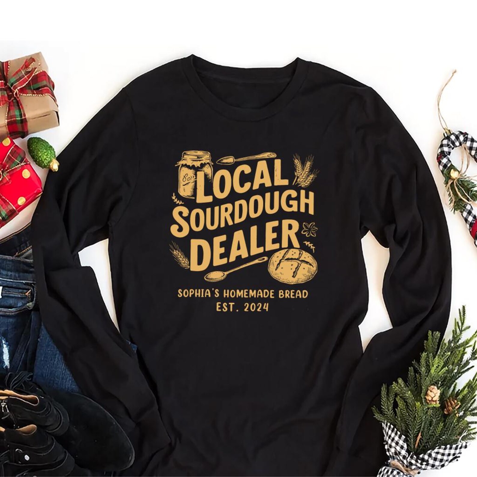 Personalized Sourdough Bread Shirt, Custom Sourdough Dealer Sweatshirt ...