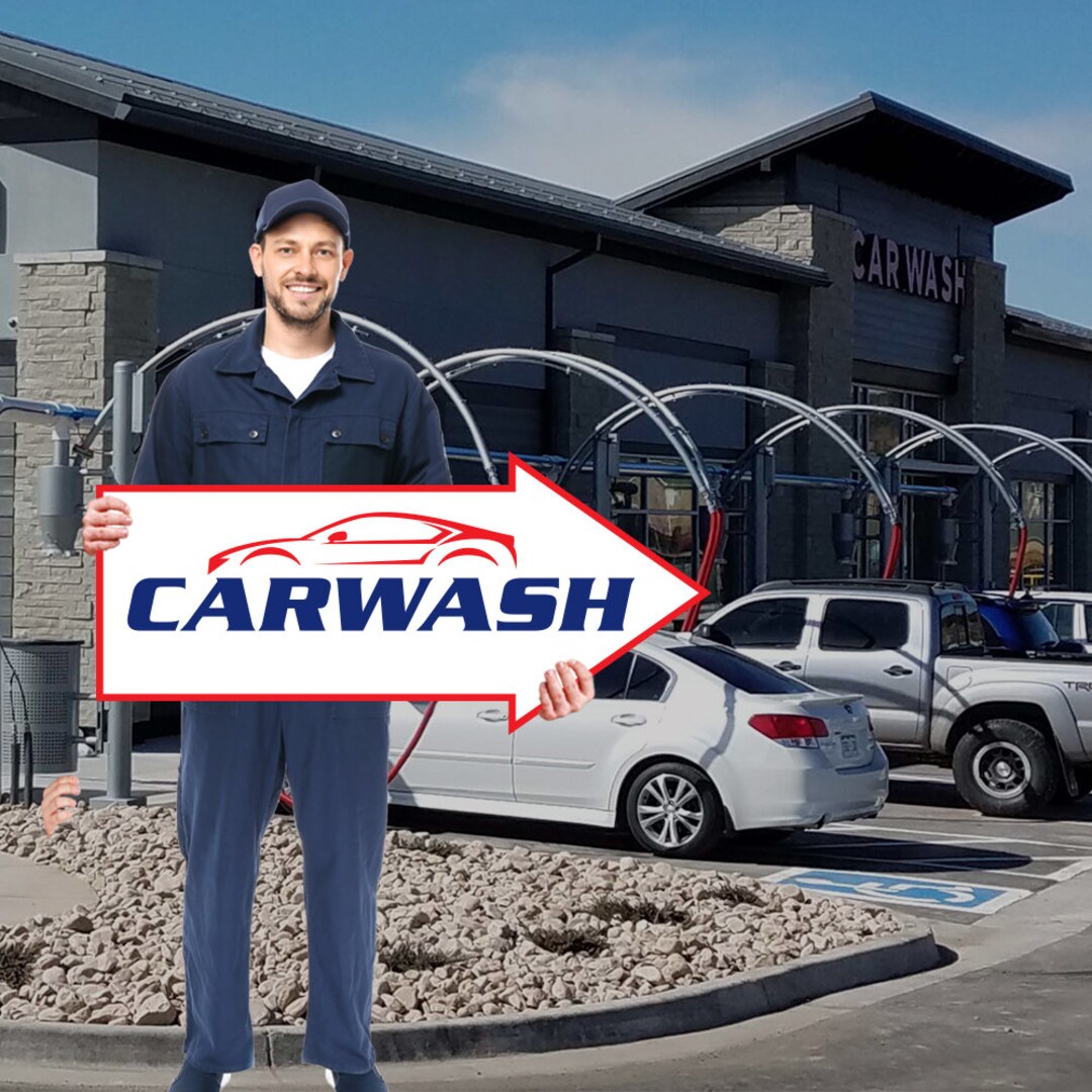 Car Wash Arrow Corrugated Plastic Sign, 36"x15" Car Wash Signs With ...
