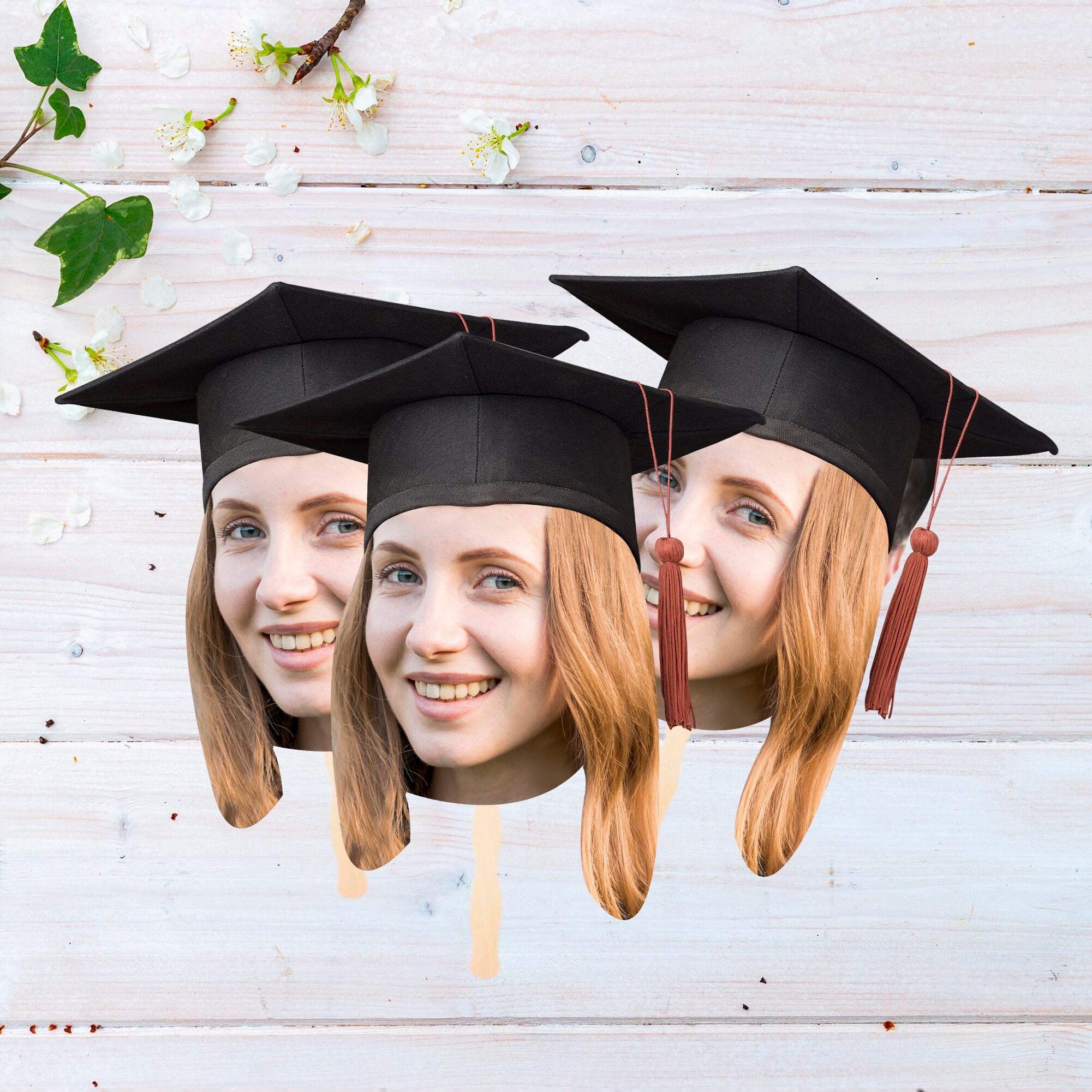 Custom Graduation Face Fans With Wooden Handle 2023 - Etsy