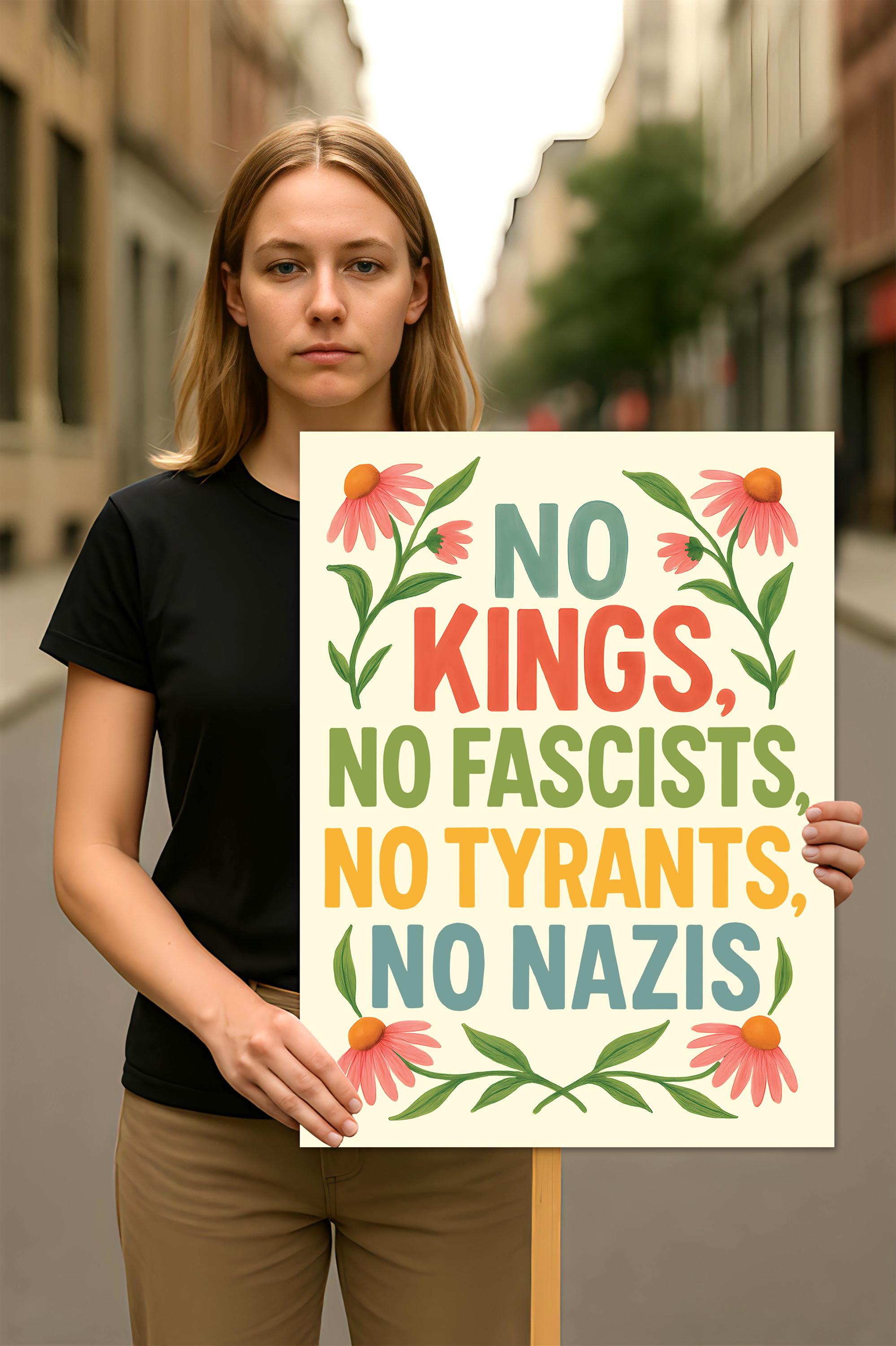No Kings in America Protest Sign, Anti-trump Resistance, Democracy Not ...