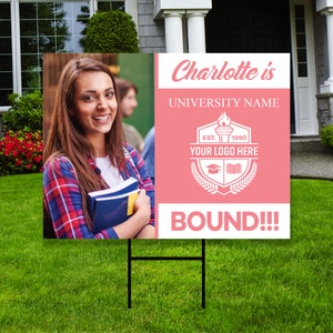 Personalized College Bound Yard Sign With Photo, College Logo Sign ...