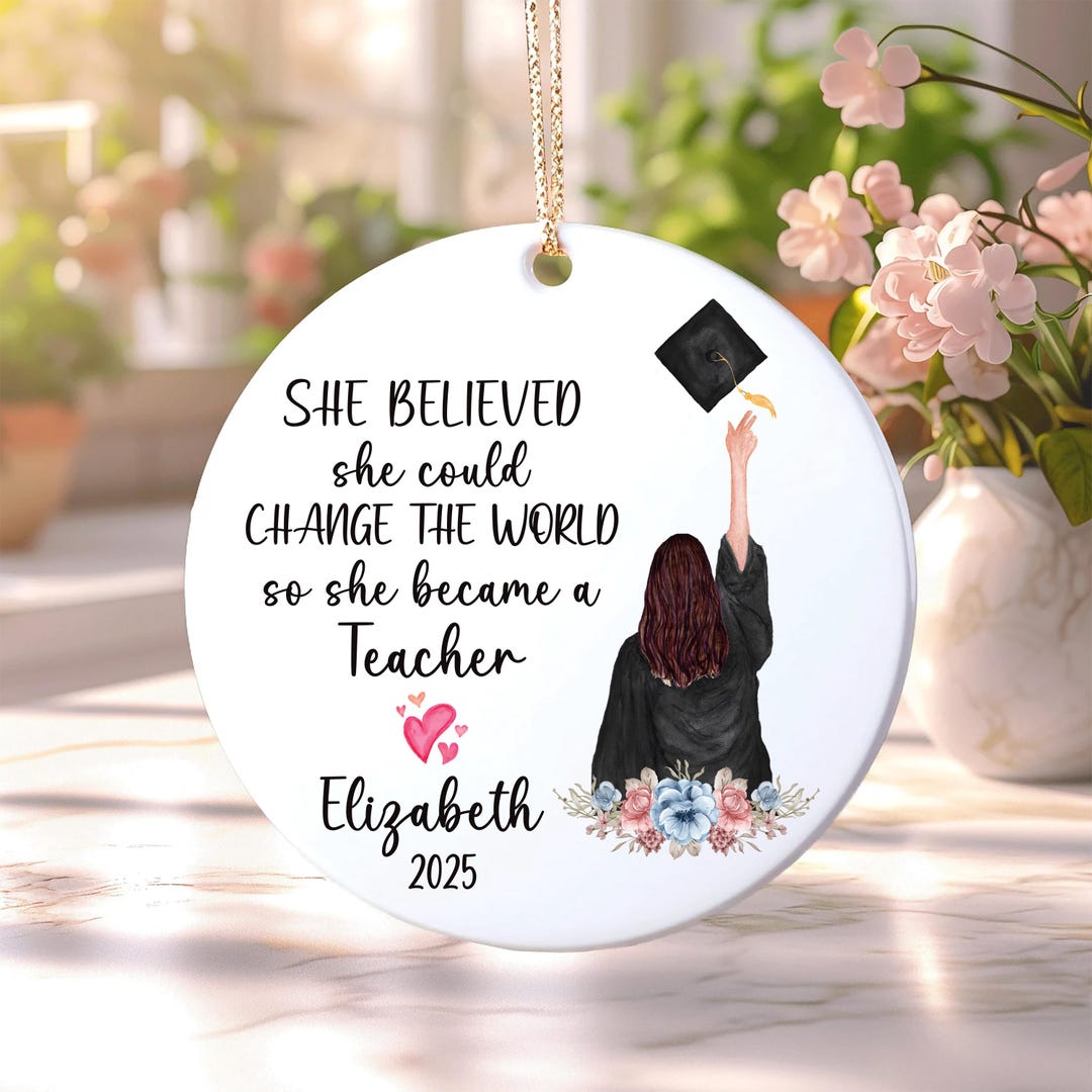 Personalized Teacher Graduation Ornament, Custom Ceramic Keepsake ...