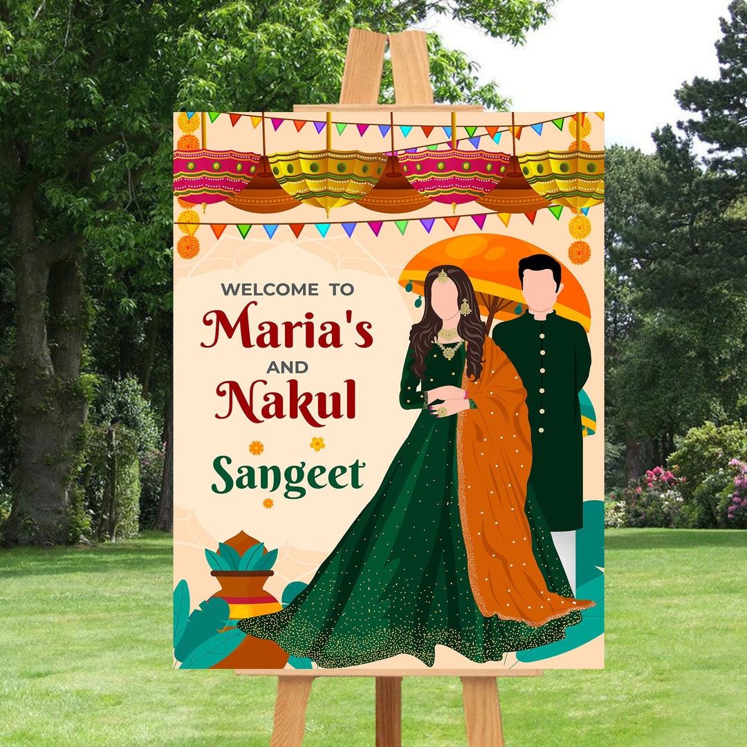 Custom Sangeet Foam Board Poster Sign Indian Wedding Decor Custom ...