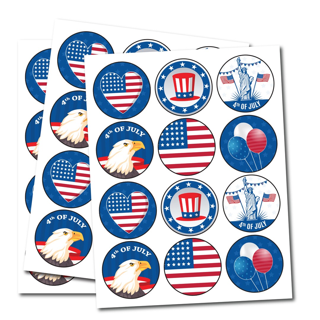 4th of July Stickers, Patriotic Stickers, Red Blue White USA Flag ...