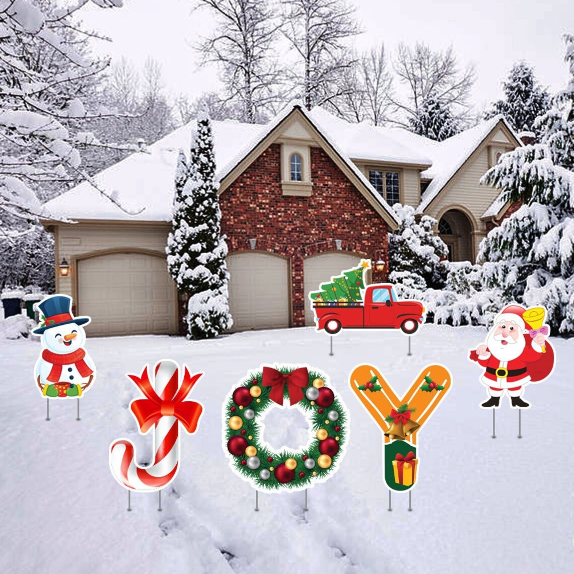 Christmas Joy Santa Yard Sign Cutouts Christmas Theme - Etsy